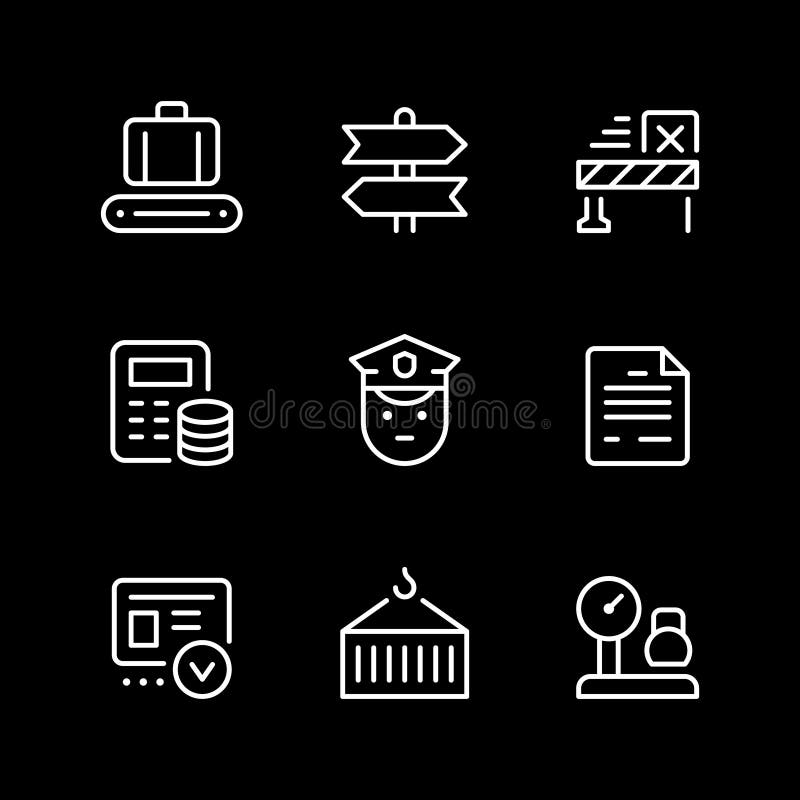 Set line icons of customs stock vector. Illustration of clearance ...