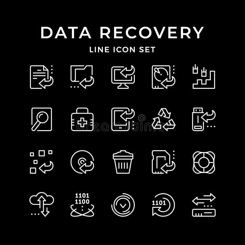 Set Line Icons of Data Recovery Stock Vector - Illustration of ...