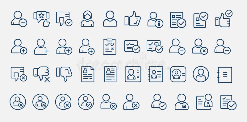 Set Line Icons Different User Actions Adding Removing Approving ...