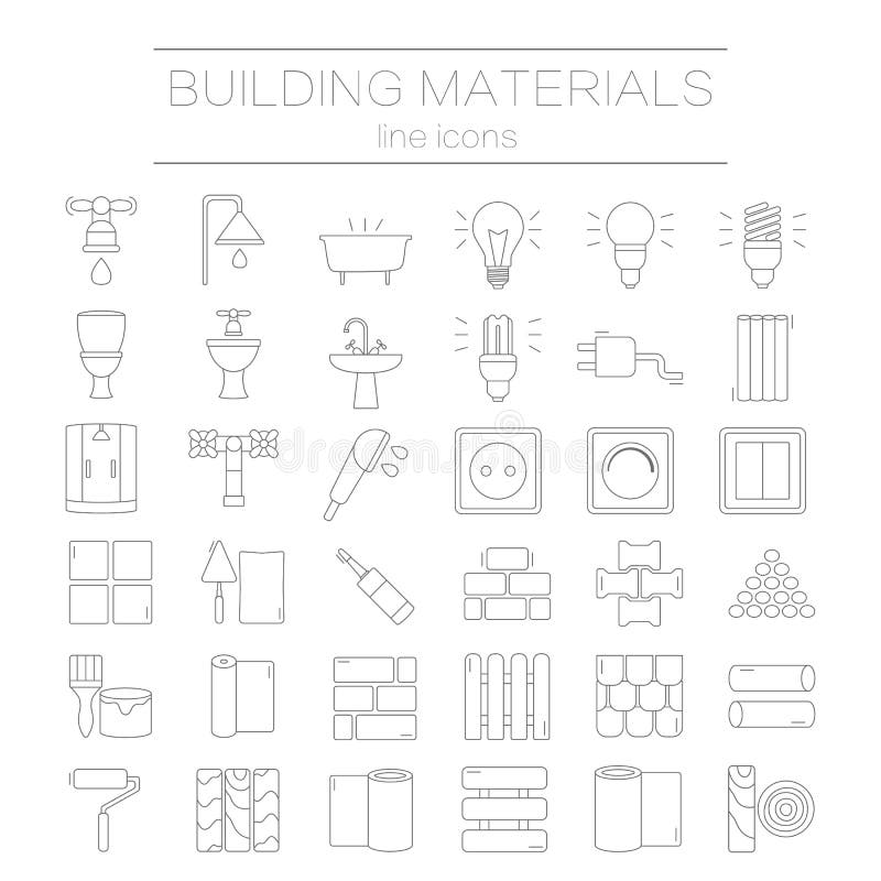 Set of Line Icons for DIY, Construction, Building Materials. Stock ...