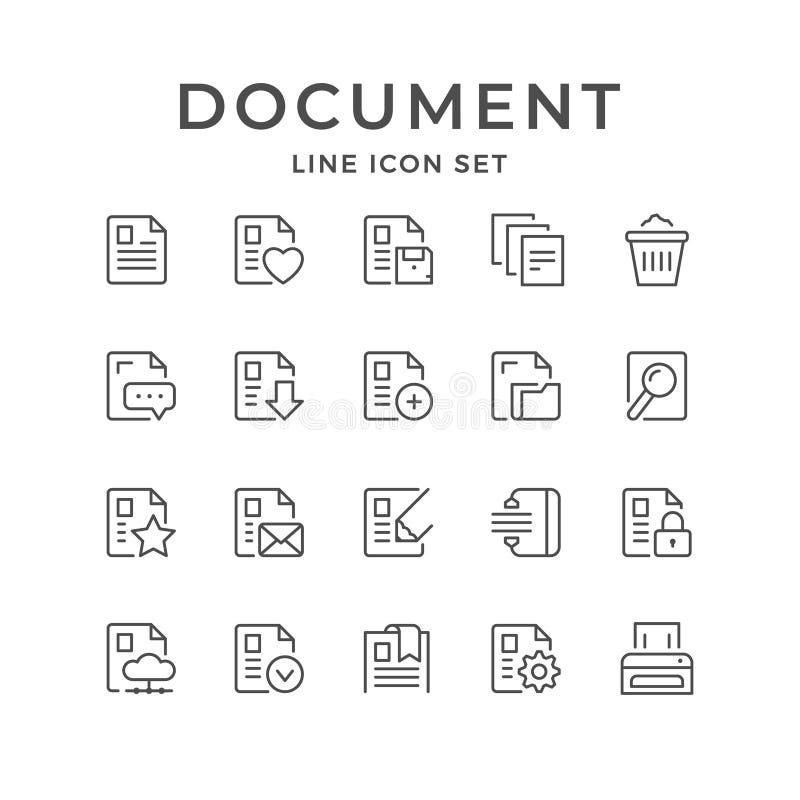 Set line icons of document stock vector. Illustration of action - 118861608