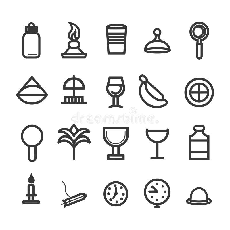 Collection of Simple Line Icons Various Symbols and Objects Stock ...