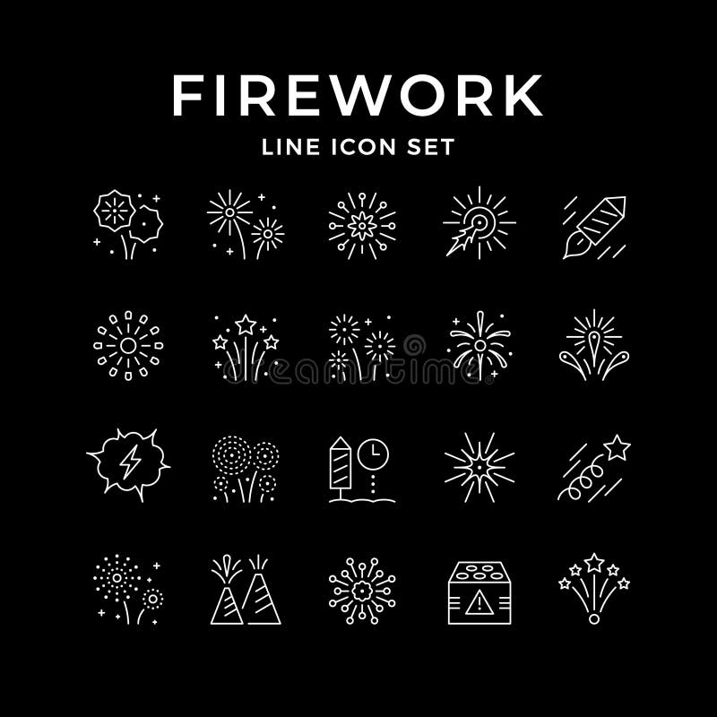 Set line icons of firework stock vector. Illustration of star - 253037805