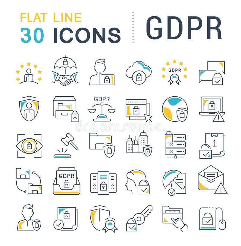 Set Vector Line Icons of GDPR. Stock Illustration - Illustration of ...