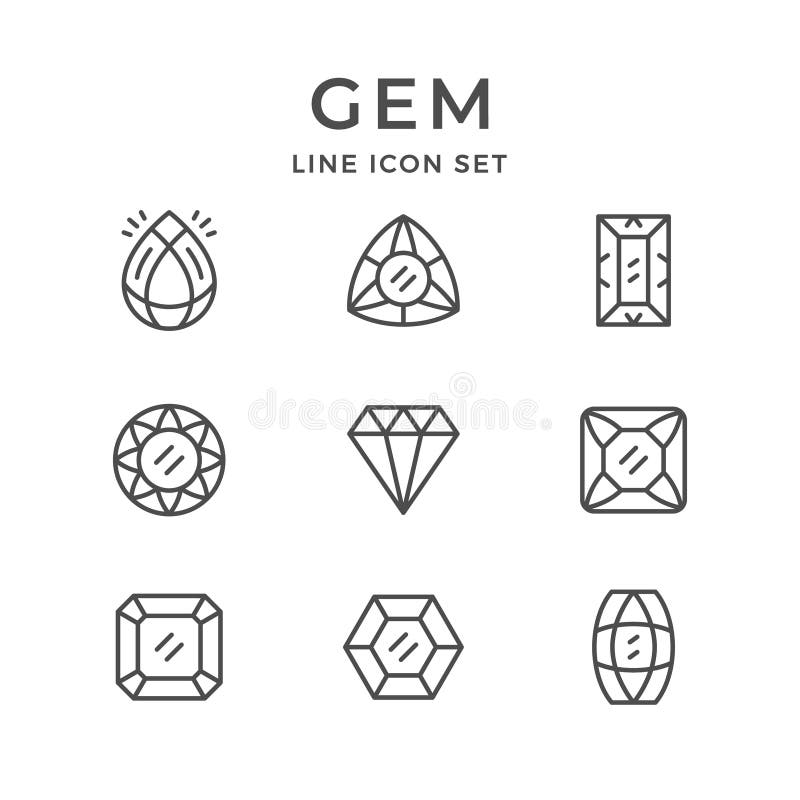 Set line icons of gem stock vector. Illustration of gift - 116392838
