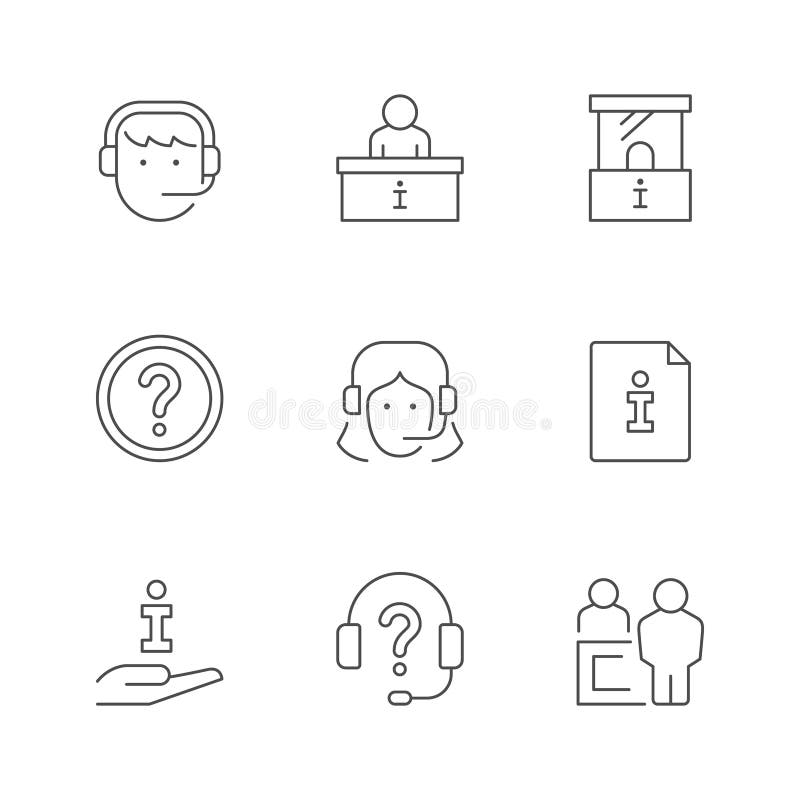 Set Line Icons of Info and Help Center Stock Vector - Illustration of ...