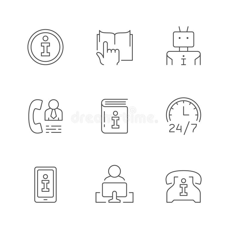 Set Line Icons of Info and Help Center Stock Vector - Illustration of ...