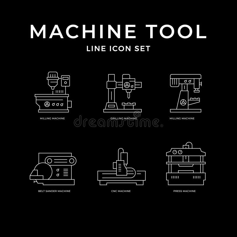 Set icons of machine tool stock vector. Illustration of plant - 47209561
