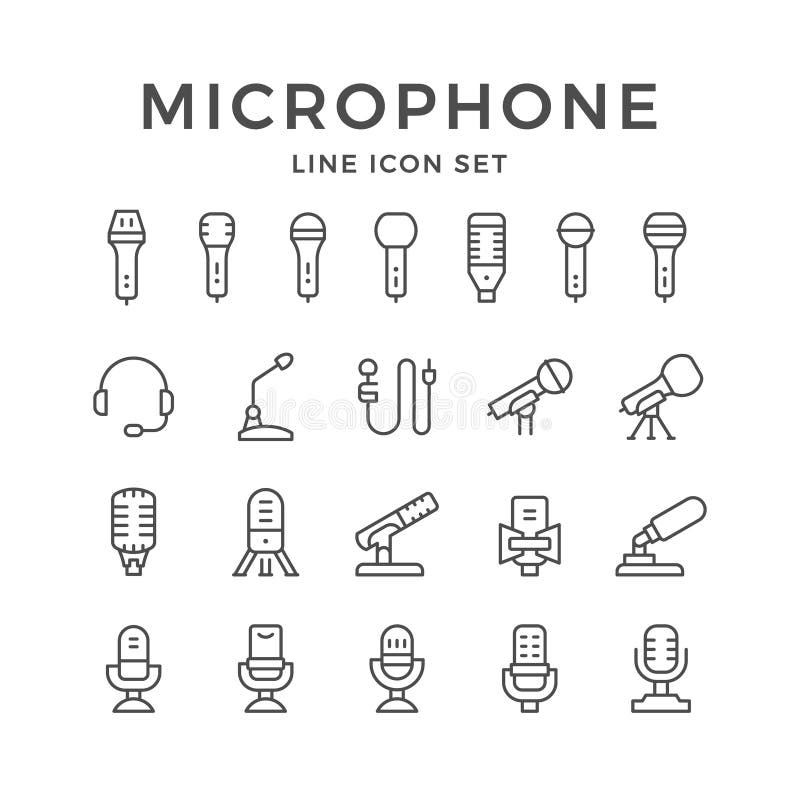 Set Line Icons Of Microphone Stock Vector - Illustration of headset ...