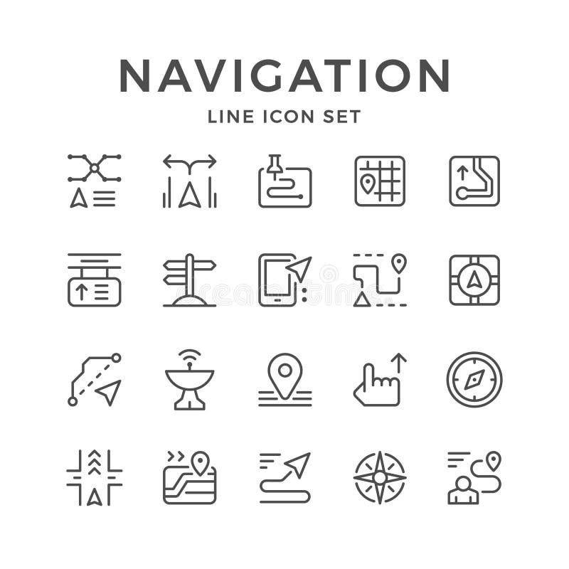 Set Line Icons of Navigation Stock Vector - Illustration of icon ...