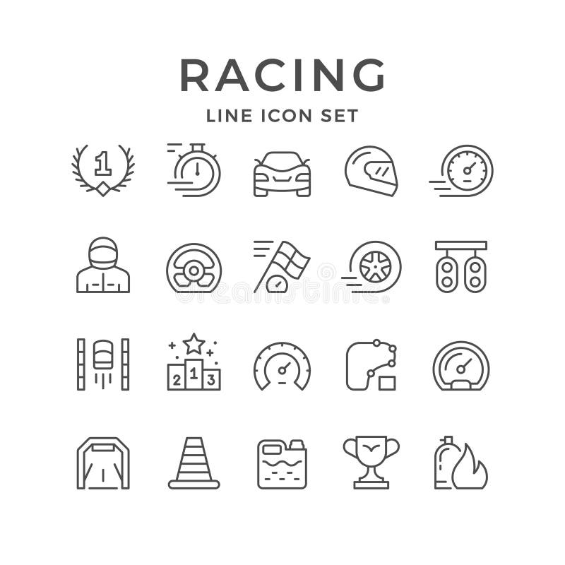 Set line icons of racing stock vector. Illustration of road - 141463247