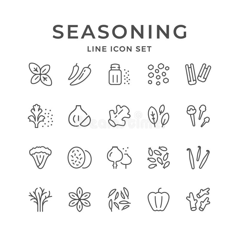 Set Line Icons of Seasoning Stock Vector - Illustration of cuisine ...