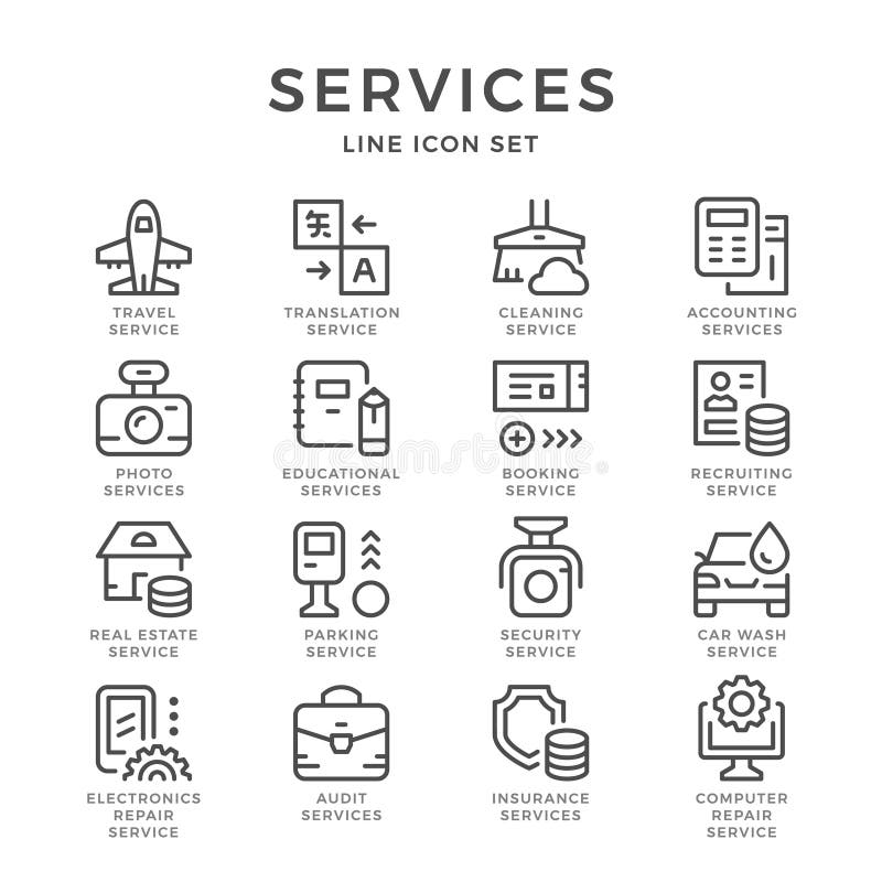 Set line icons of services stock vector. Illustration of briefcase ...