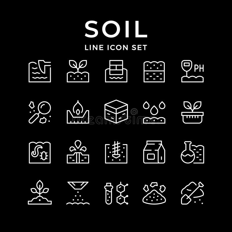 Set line icons of soil stock vector. Illustration of equipment - 189700694