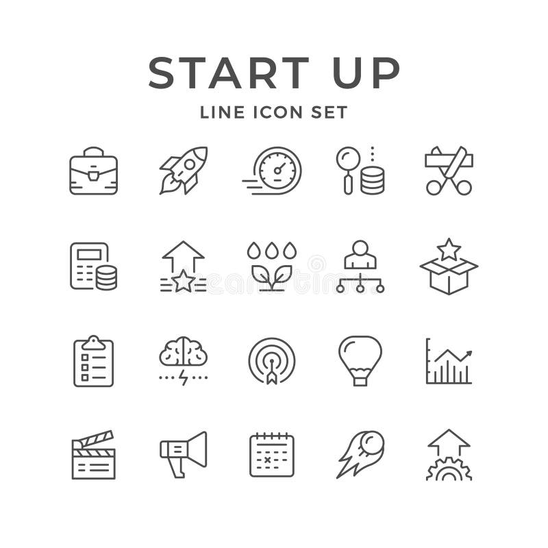 Set line icons of start up stock vector. Illustration of line - 129727765