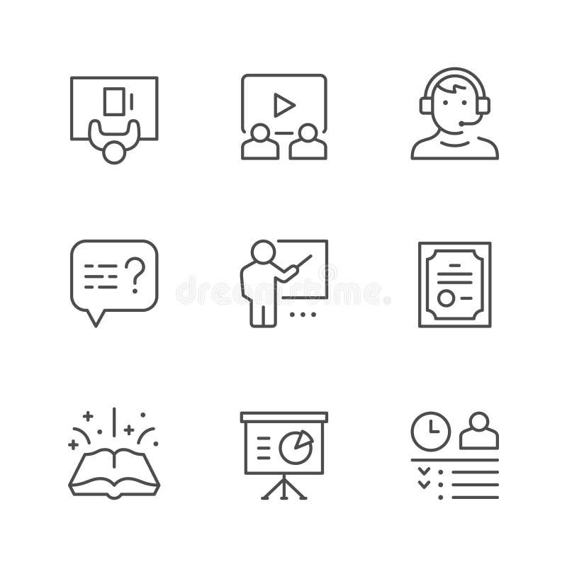 Set line icons of training stock vector. Illustration of internet ...
