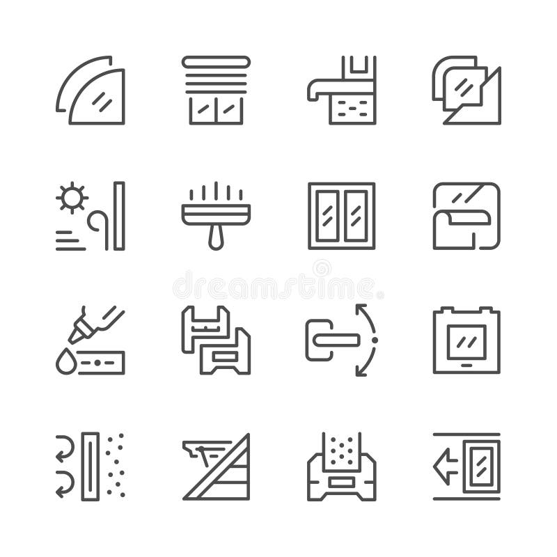 Set line icons of window stock vector. Illustration of efficient - 94253624
