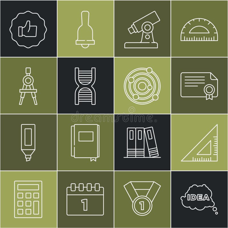 Set Line Idea, Speech Bubble, Triangular Ruler, Certificate Template ...