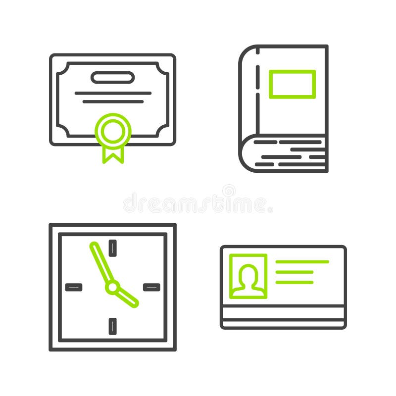 Set Line Identification Badge, Clock, Book and Certificate Template ... Set Line Identification Badge, Clock, Book and Certificate Template ...