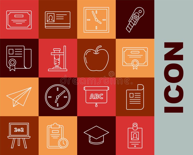 Set Line Identification Badge, Document, Certificate Template, Clock ...