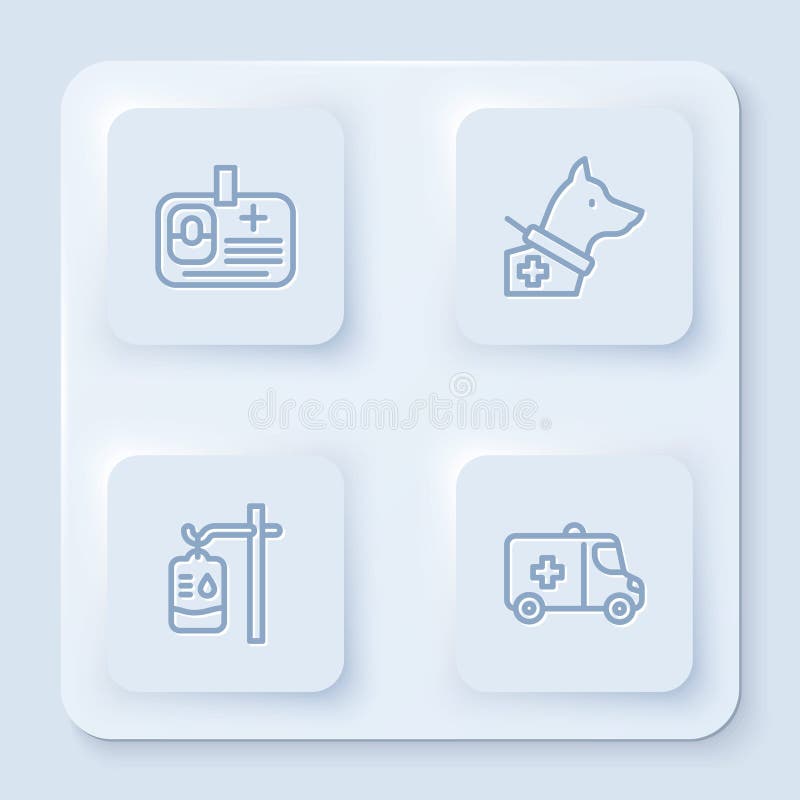 Set Line Identification Badge, Guide Dog, IV Bag and Emergency Car ...