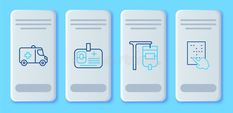 Set Line Identification Badge, IV Bag, Emergency Car and Braille Icon ...