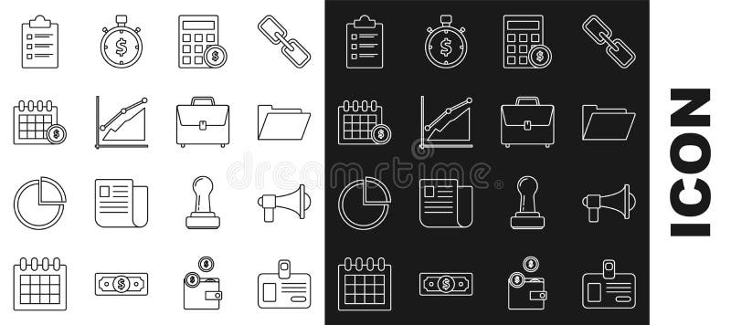 Set Line Identification Badge, Megaphone, Document Folder, Calculator ... Set Line Identification Badge, Megaphone, Document Folder, Calculator ...