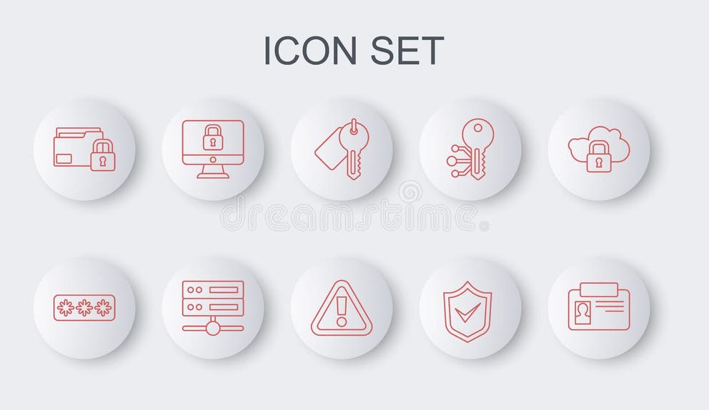 Set Line Identification Badge Password Protection Marked Key Shield With Check Mark Folder