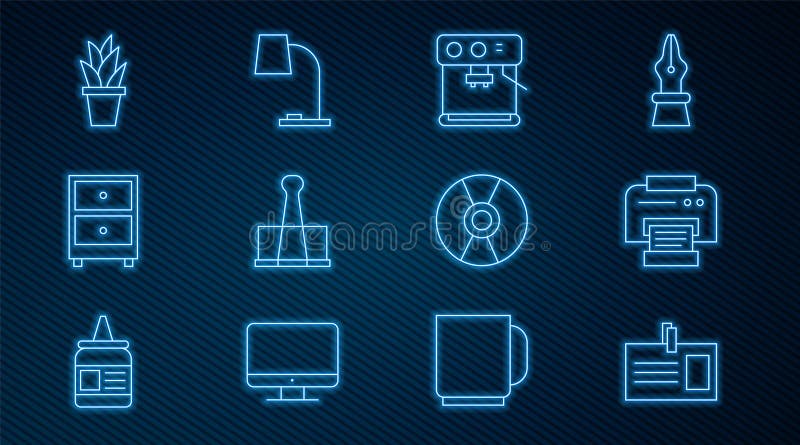 Set Line Identification Badge, Printer, Coffee Machine, Binder Clip ...