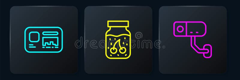 Set Line Identification Badge, Security Camera and Jam Jar. Black ... Set Line Identification Badge, Security Camera and Jam Jar. Black ...