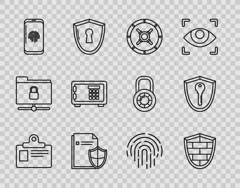 Set Line Identification Badge, Shield with Cyber Security Brick Wall ... Set Line Identification Badge, Shield with Cyber Security Brick Wall ...