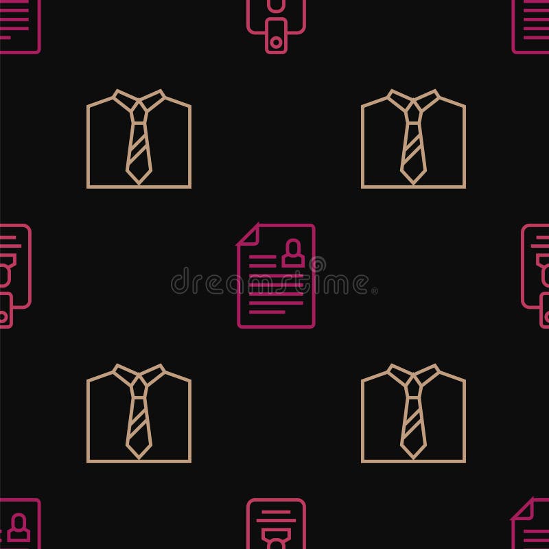 Set Line Identification Badge, Tie and Resume on Seamless Pattern ... Set Line Identification Badge, Tie and Resume on Seamless Pattern ...