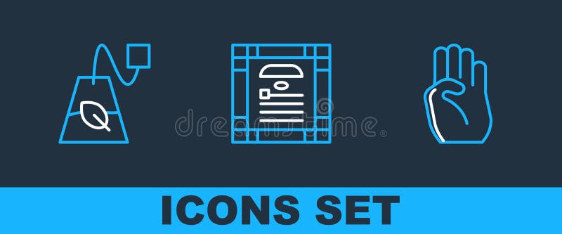 Set Line Indian Symbol Hand, Tea Bag and Constitution Day Icon. Vector ...