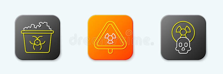 Set Line Infectious Waste, Triangle with Radiation and Radioactive Icon ...