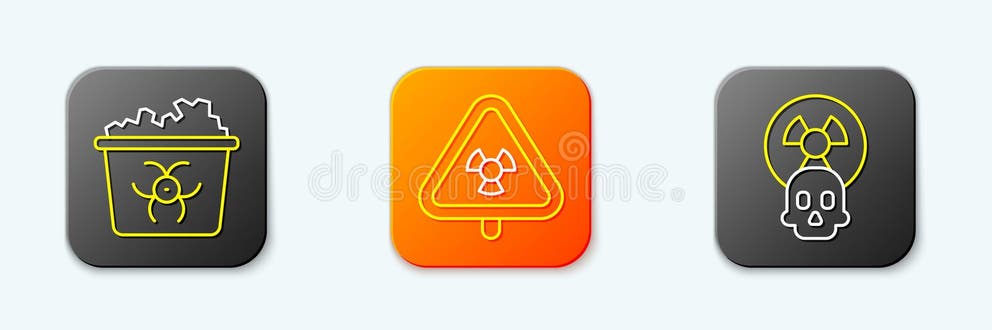 Set Line Infectious Waste, Triangle with Radiation and Radioactive Icon ...