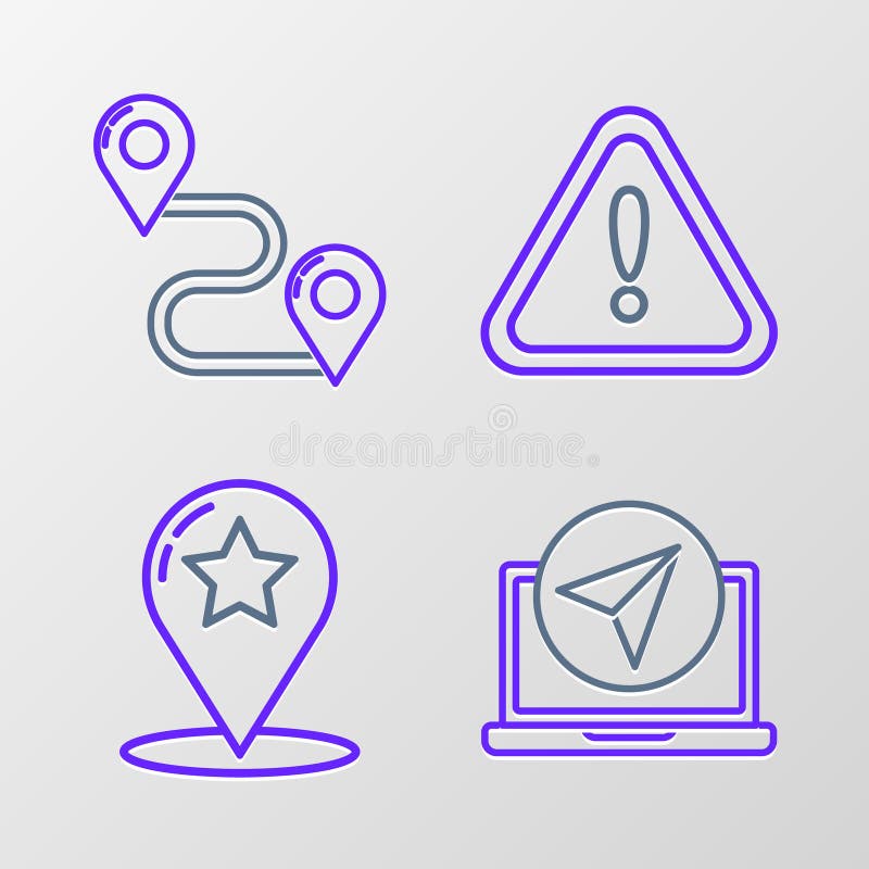 Set Line Infographic of City Map Navigation, Map Pointer with Star ...
