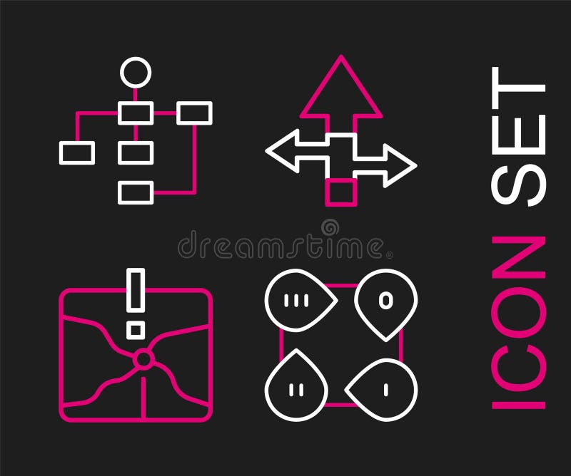 Set Line Infographic Element, Intersection Point, Arrow and Hierarchy ...