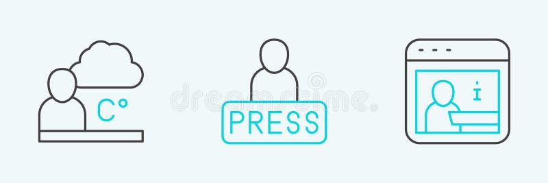 Set Line Information, Weather Forecast and Journalist News Icon. Vector ...