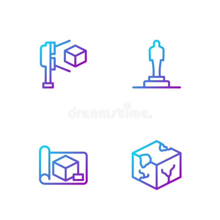 Set Line Isometric Cube, Graphing Paper for Engineering, 3D Scanner ...