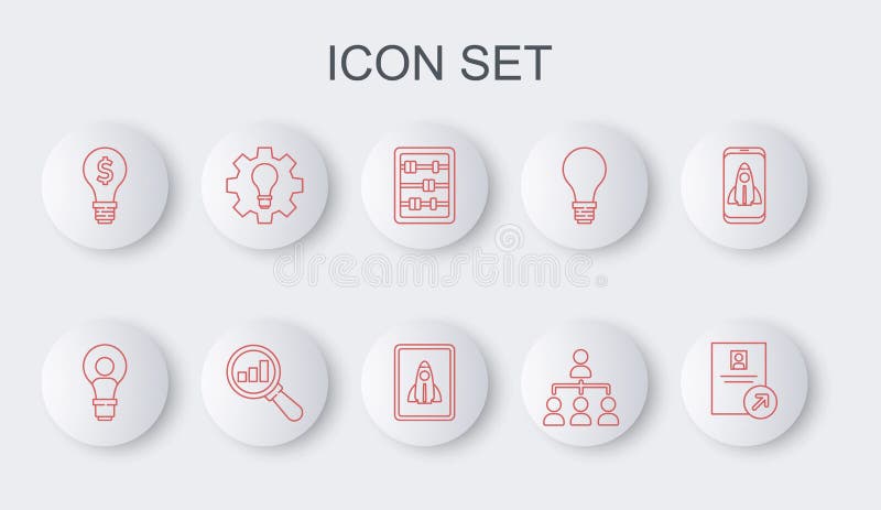 Set Line Job Promotion, Head with Lamp Bulb, Abacus, Hierarchy ... Set Line Job Promotion, Head with Lamp Bulb, Abacus, Hierarchy ...