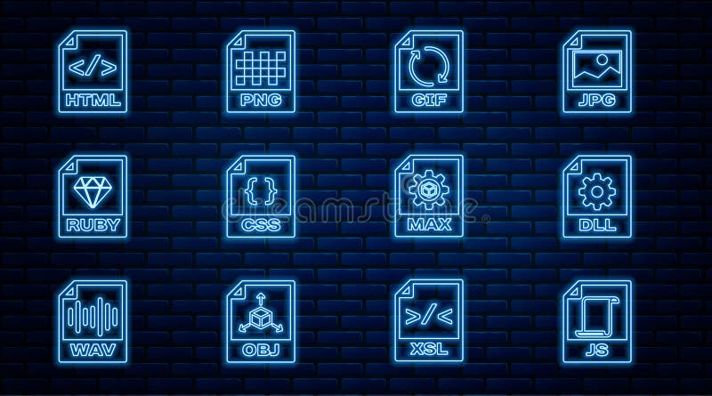 Set Line Js File Document Dll Gif Css Ruby Html Max Y Png Icono. Vector ... Set Line Js File Document Dll Gif Css Ruby Html Max Y Png Icono. Vector ...