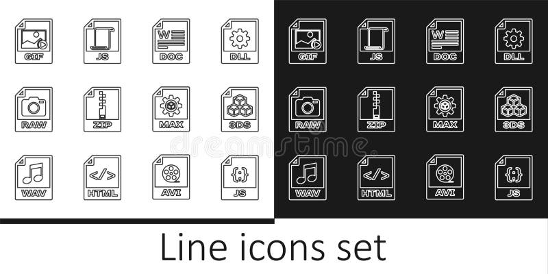 Set Line JS File Document, 3DS, DOC, ZIP, RAW, GIF, MAX and Icon ... Set Line JS File Document, 3DS, DOC, ZIP, RAW, GIF, MAX and Icon ...
