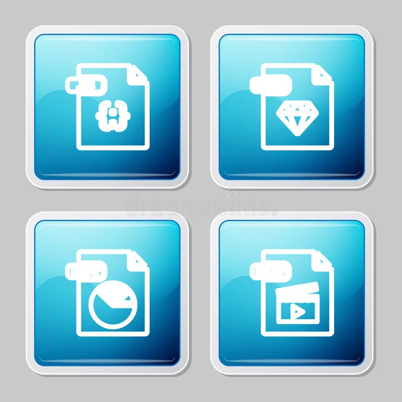 Set Line JS File Document, RUBY, PPT and MOV Icon. Vector Stock Vector - Illustration of ...