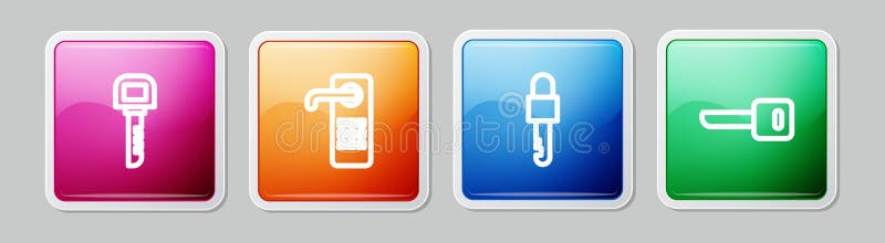 Set Line Key, Digital Door Lock, Locked Key and . Colorful Square ...