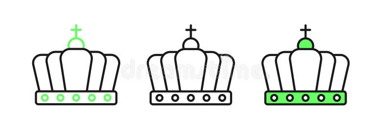 Set Line King Crown Icon Isolated on White Background. Vector Stock ...