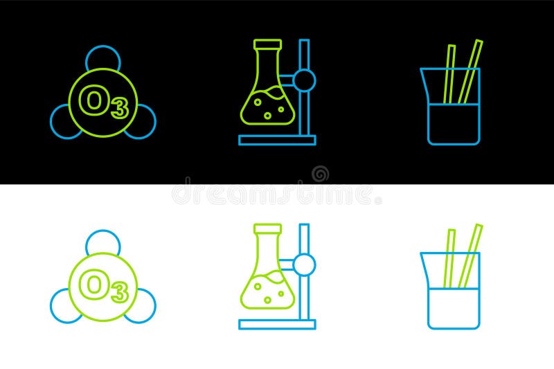 Set Line Laboratory Glassware, Ozone and Test Tube Flask Stand Icon ... Set Line Laboratory Glassware, Ozone and Test Tube Flask Stand Icon ...