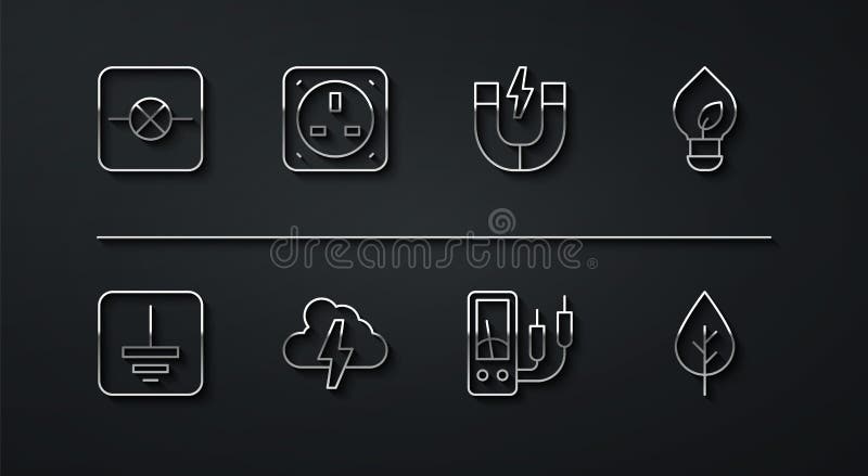 Set Line Lamp in Electronic Circuit, Electrical Symbol Ground, Light ...