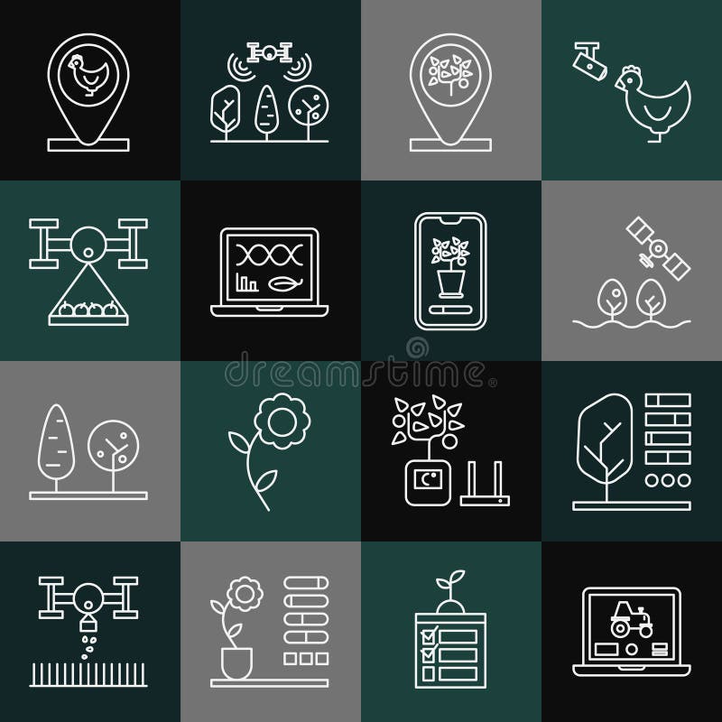 Set Line Laptop Application for Smart Farm, Plant Status, Smart with ...