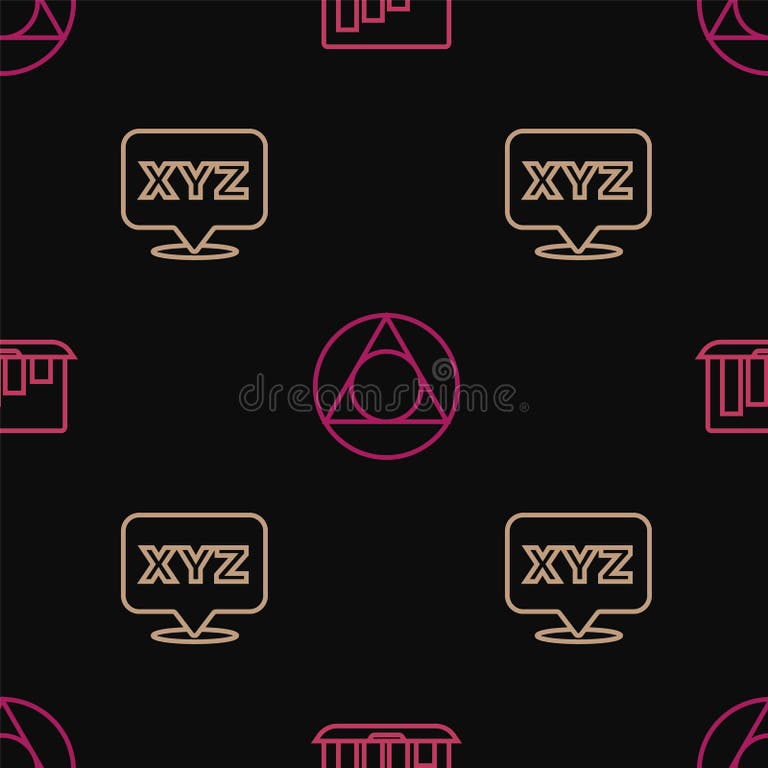 Set Line Laptop with Graph Chart, XYZ Coordinate System and Triangle Math on Seamless Pattern ...