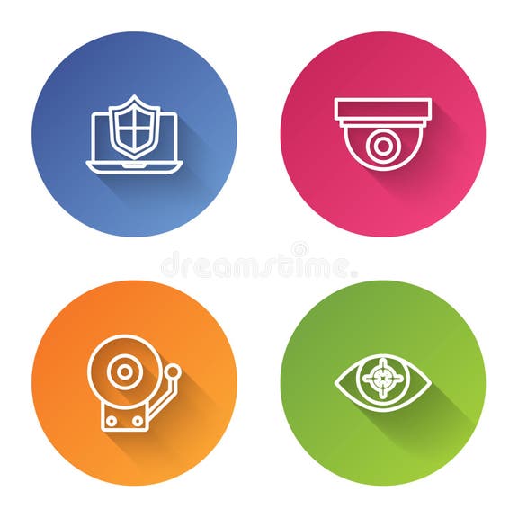 Set Line Laptop Protected with Shield, Security Camera, Ringing Alarm ...